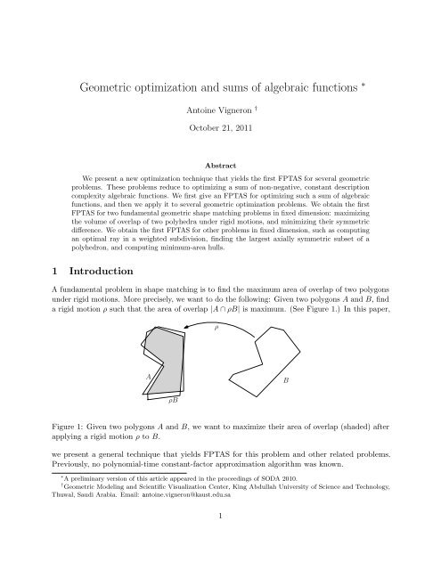 Manuscript. - Geometric Algorithms Group - King Abdullah University ...
