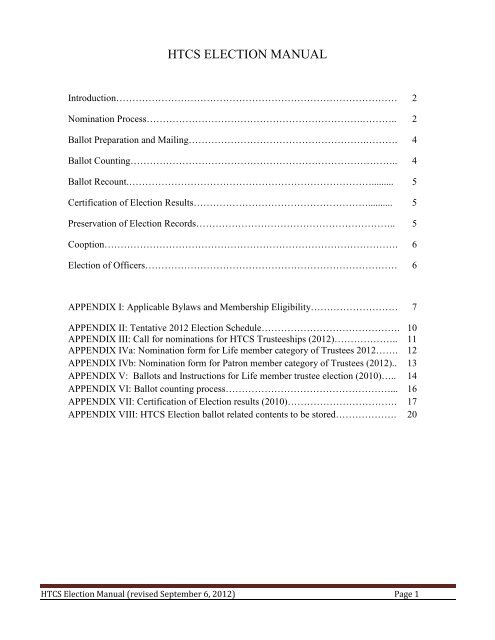 Elections Manual - Sri Venkateswara Temple