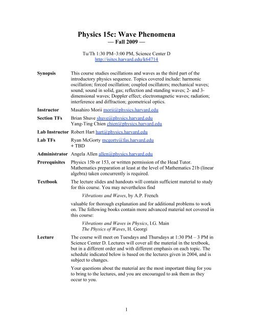 Physics 15c: Wave Phenomena