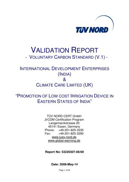 Validation Report - The Verified Carbon Standard Project Database