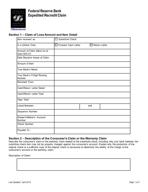 Expedited Recredit Claim Form - FRBservices.org