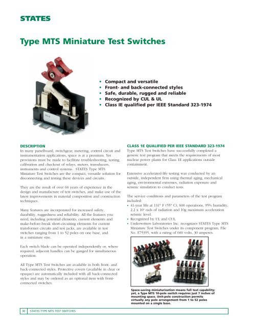 Type MTS Miniature Test Switches - states