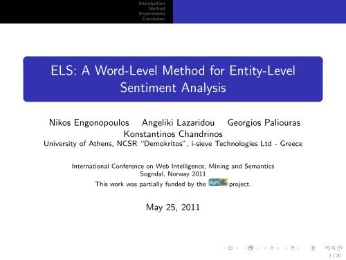 Els A Word Level Method For Entity Level Sentiment Analysis