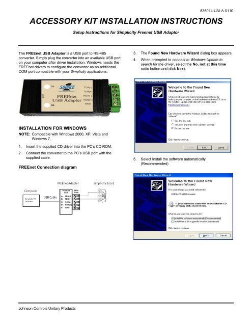 ACCESSORY KIT INSTALLATION INSTRUCTIONS - York