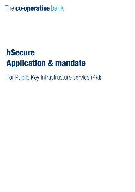 bsecure Application Form - The Co-operative Bank