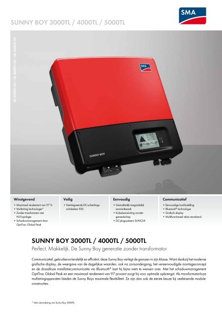 SUNNY BOY 3000TL / 4000TL / 5000TL - Perfect. Makkelijk. De ...