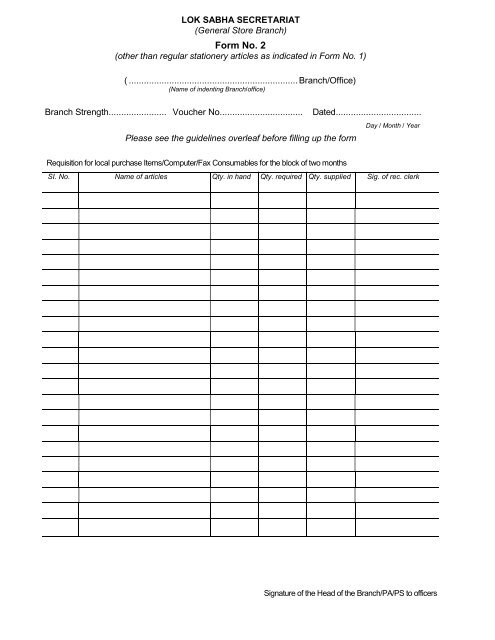 Form no. 2 â other than regular stationery.