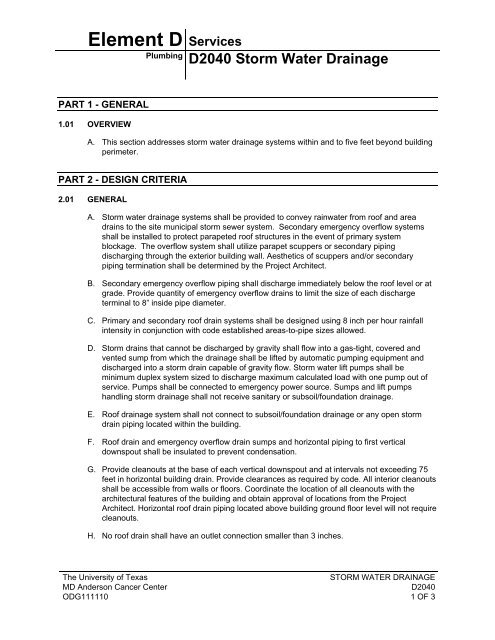 Storm Water Drainage - MD Anderson Cancer Center