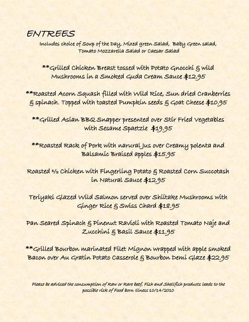 MVCC Summer Sunset Dinner Menu - Mission Valley Country Club