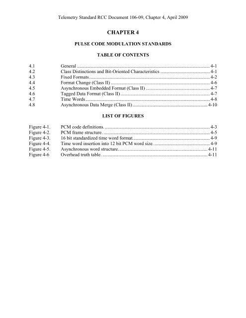 PULSE CODE MODULATION STANDARDS - IRIG 106