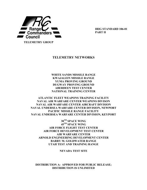 TELEMETRY NETWORKS - IRIG 106