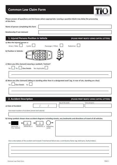 Common Law Claim Form - TIO