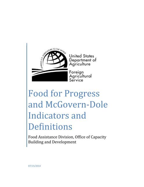 Food for Progress and McGovern-Dole Indicators and Definitions