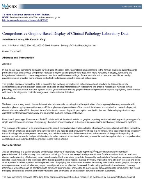 Graphic-Based Display of Clinical Pathology Lab Data