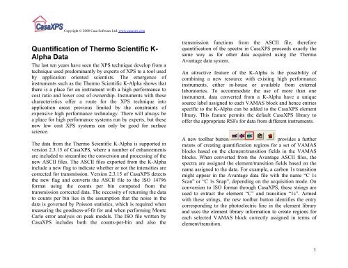 Quantification of Thermo Scientific K-Alpha Data - CasaXPS