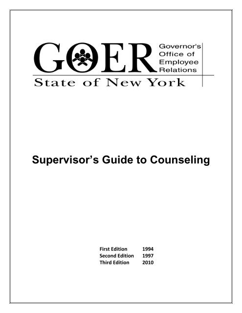 Supervisor's Guide to Counseling - Employee Relations Toolkit ...
