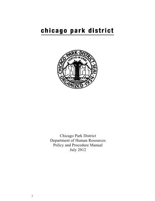 Chicago Park Disrict Human Resources Policy and Procedures ...