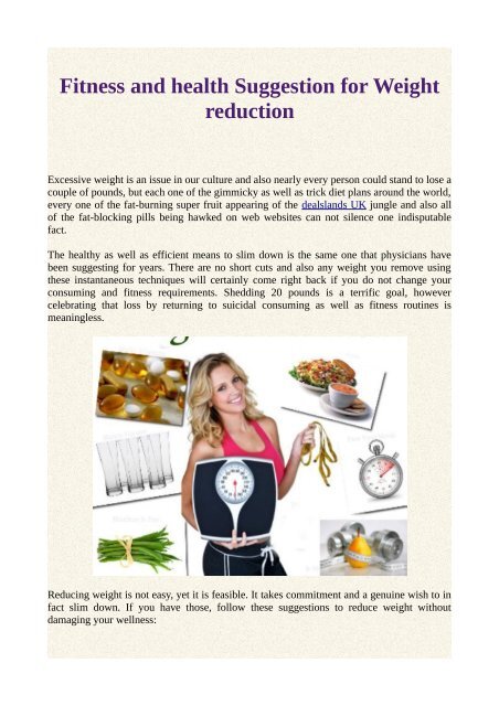 Fitness and health Suggestion for Weight reduction