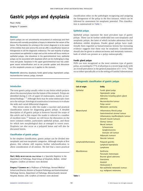 Gastric polyps and dysplasia
