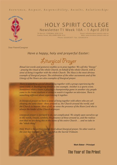 Liturgical Prayer Liturgical Prayer - Holy Spirit College