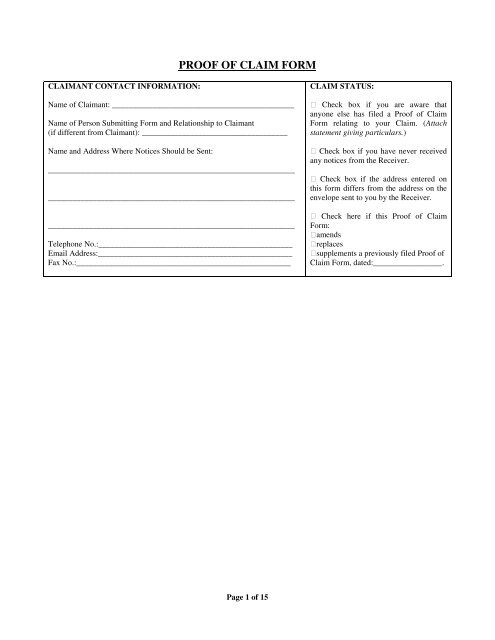 PROOF OF CLAIM FORM - Foundingpartners-receivership.com
