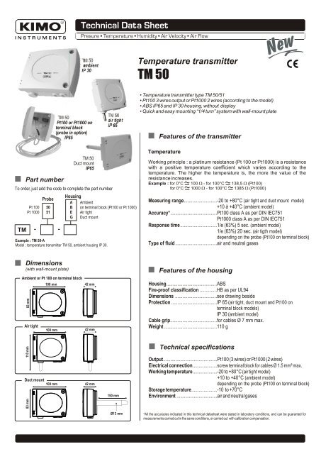KIMO TM50 Data Sheet - Envirolab