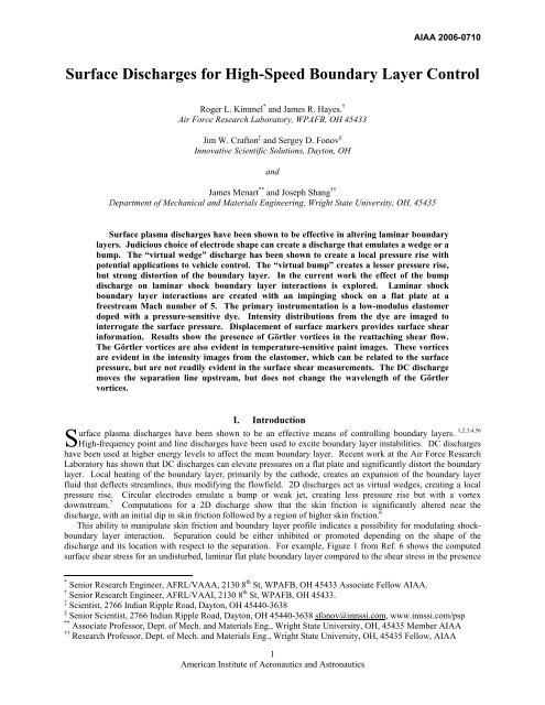Surface Discharges for High-Speed Boundary Layer Control