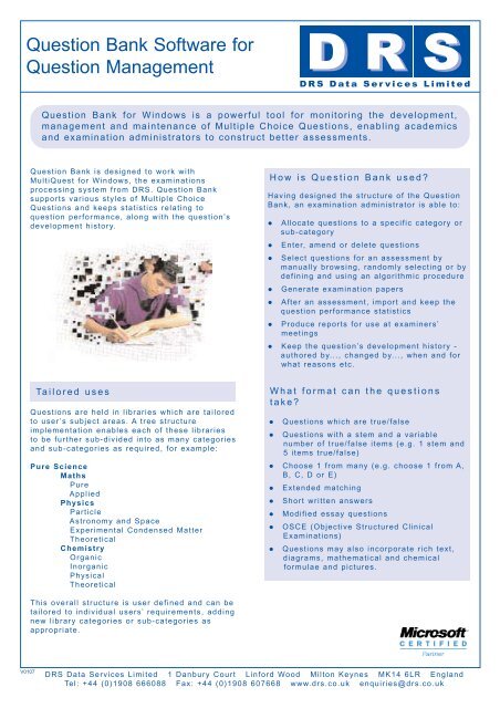 Question Bank Software for Question Management - DRS