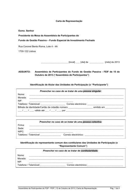 Minuta da Carta de RepresentaÃ§Ã£o - Banif