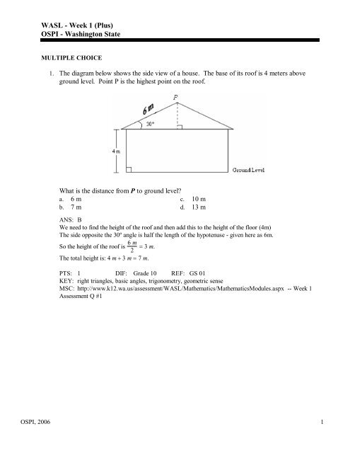 WASL - Week 1 (Plus) OSPI - Washington State - Math247