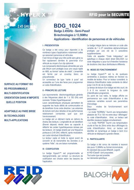 BDG 1024 - Fiche Produit - Balogh technical center