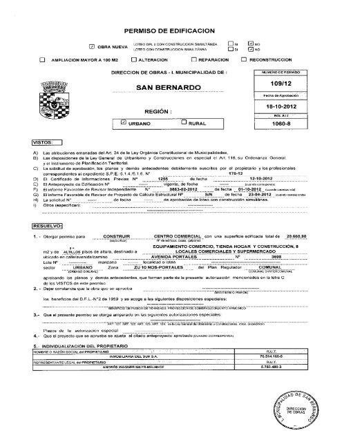 PERMISO DE EDIFICACIÓN - San Bernardo