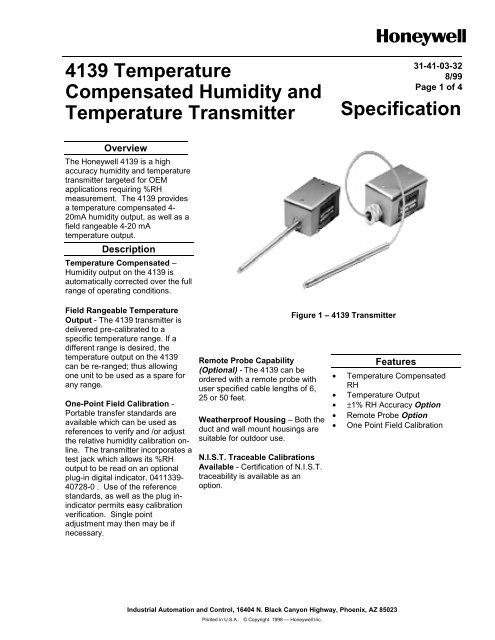 4139 Temperature Compensated Humidity and Temperature ...