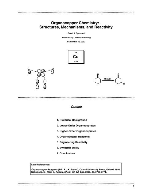 Organocopper Chemistry: Structures ... - The Stoltz Group