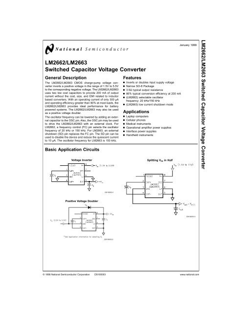 LM2662/LM2663 Switched Capacitor Voltage Converter - Futurlec