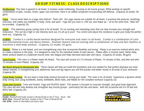 GROUP FITNESS: CLASS DESC