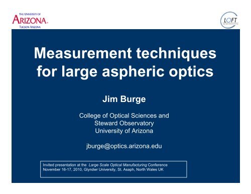 Measurement techniques for large aspheric optics - LOFT, Large ...