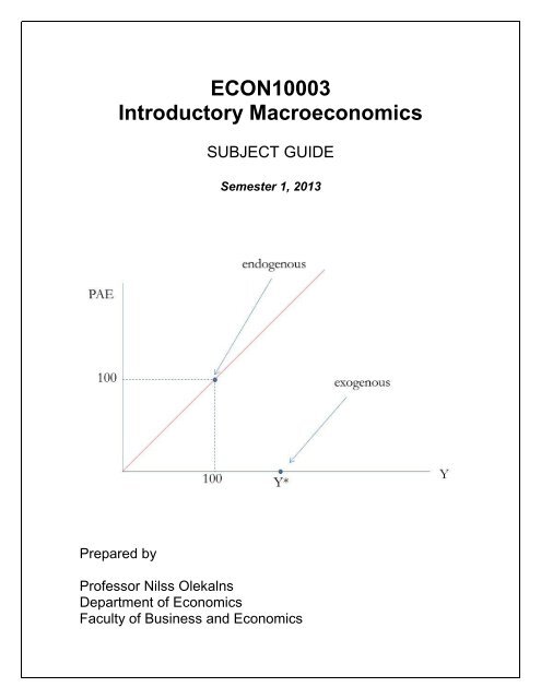 ECON10003 Introductory Macroeconomics - Department of Economics