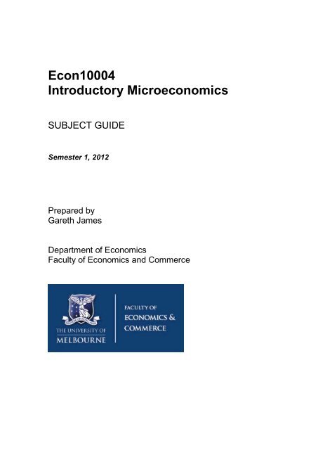 Econ10004 Introductory Microeconomics - Department of Economics