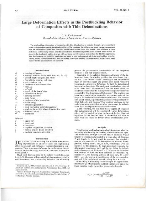 AIAA Journal, vol. 27, No. 5, pp. 624-631, 1989. - Georgia Institute of ...