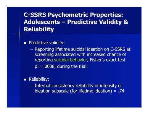 C-SSRS Psychometric Prope
