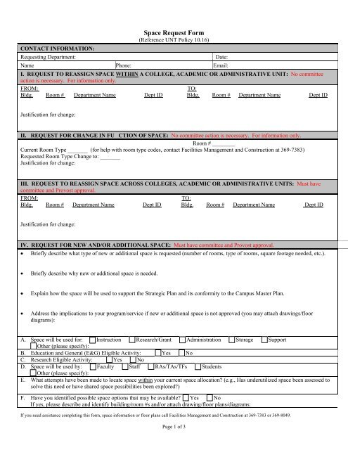 Space Request Form - Facilities