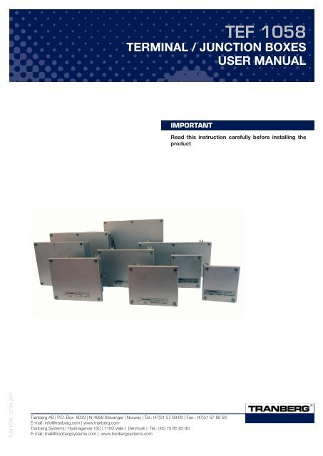 User Manual - Tranberg