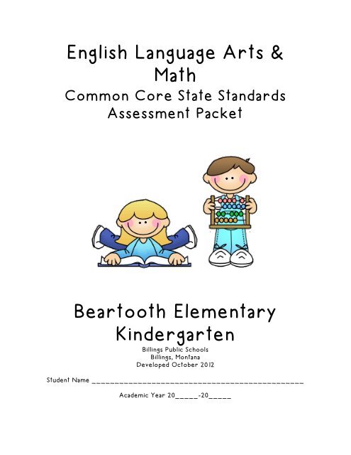 Possible Assessments for Kindergarten ELA - Billings Public Schools