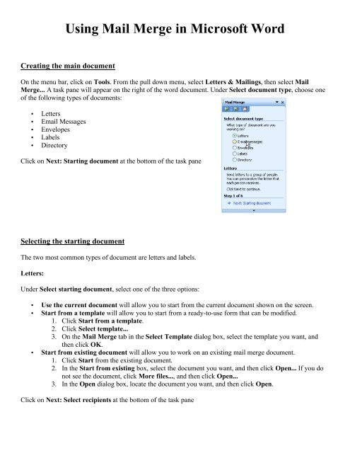 Using Mail Merge in Microsoft Word Using Mail Merge in Microsoft Word