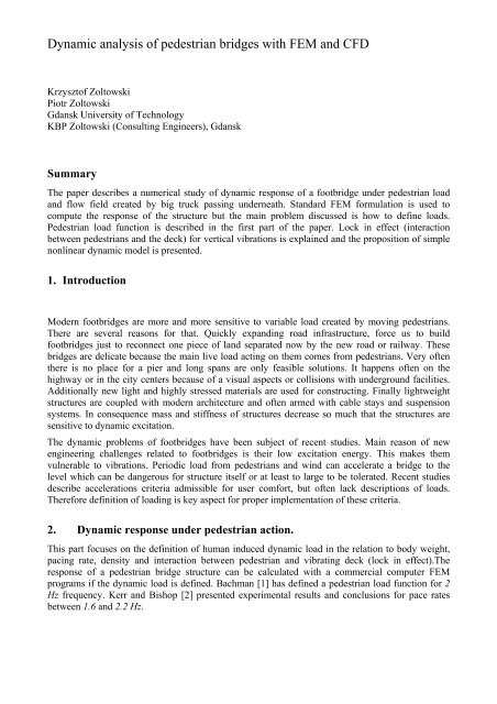 Dynamic analysis of pedestrian bridges with FEM and CFD - SOFiSTiK