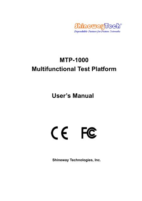 MTP-1000 Multifunctional Test Platform User's Manual - Intersell
