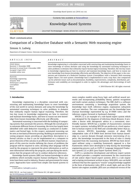 Comparison of a Deductive Database with a Semantic - ResearchGate
