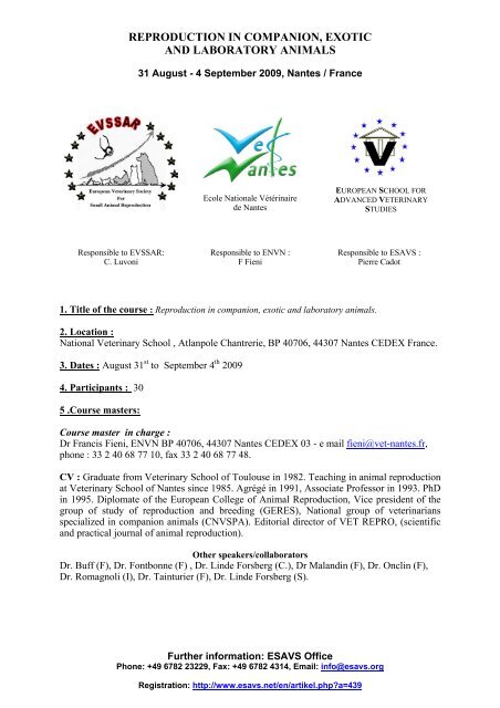 reproduction in companion, exotic and laboratory animals - evssar
