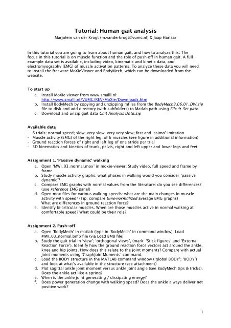 Tutorial: Human gait analysis - Dynamic Walking